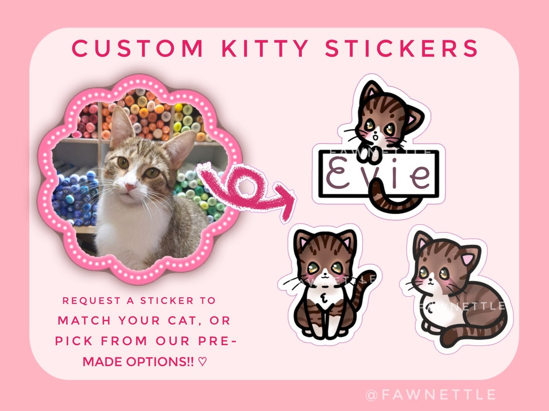 Customizable Kitty Stickers cute Kawaii Cat Stickers, Make Your Kitty ...