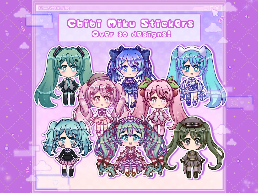 Kawaii Chibi Hatsune Miku Stickers [cute Kawaii Anime Girl Laminated ...