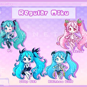 Vocaloid Chibi Miku, Rin, and Len Stickers [cute Kawaii Anime Laminated ...