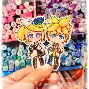 Vocaloid Rin and Len Holographic and Vinyl Stickers weatherproof Die ...
