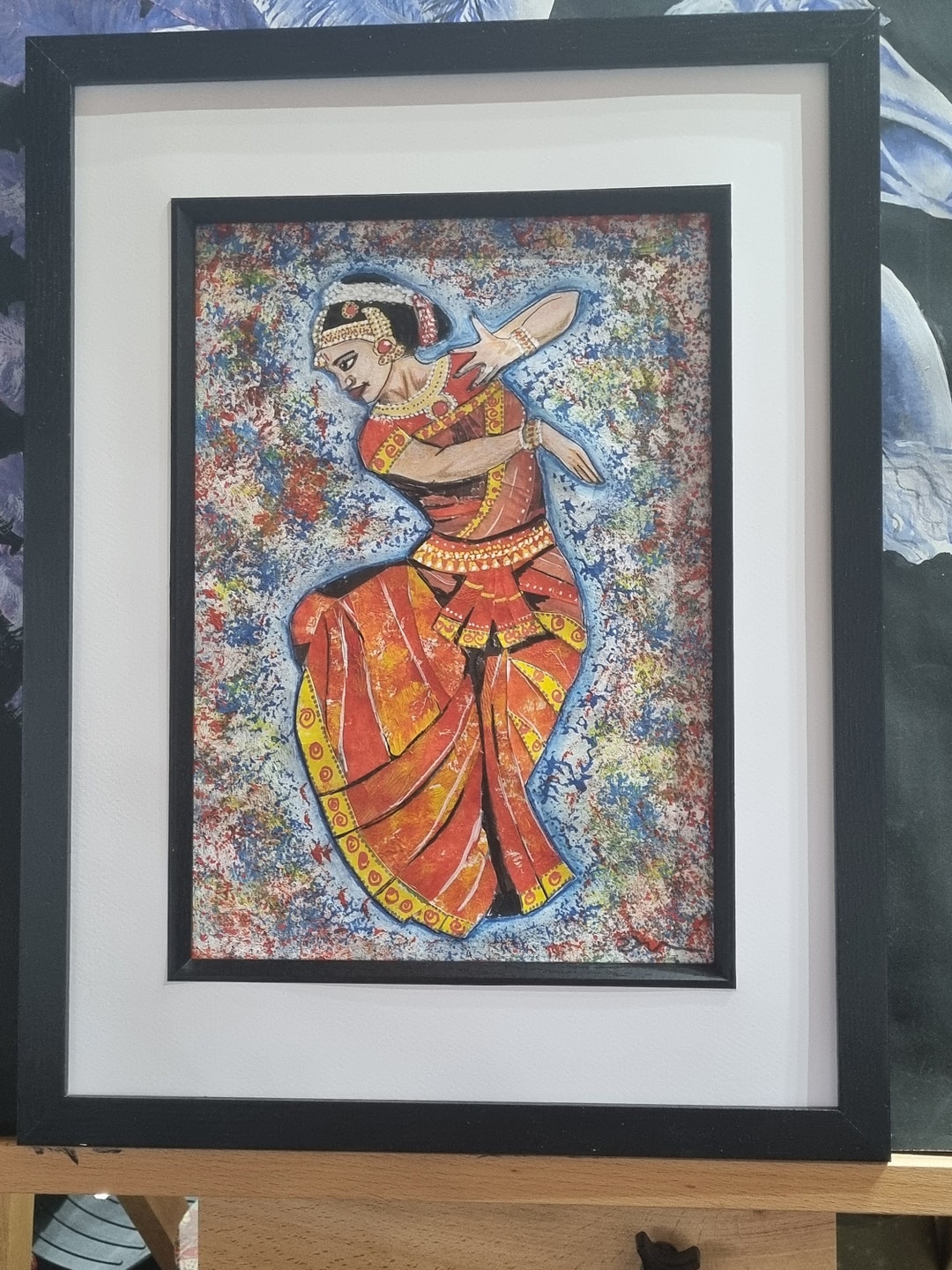 Indian Dancer Art Mixed Media Original Collage Art in A4 Black Frame - Etsy