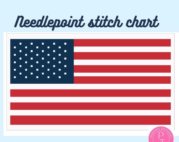 American Flag Needlpoint Chart, Beginner Needlepoint Canvas, Stitch ...