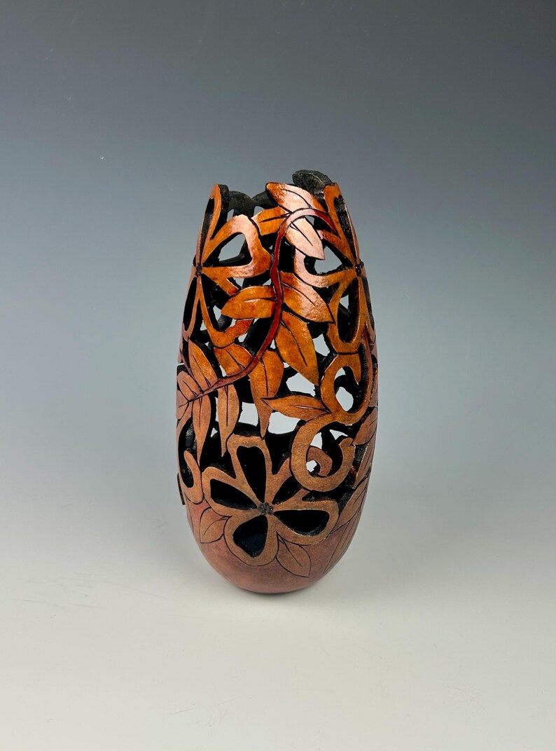 Delicate Flower Cut Outs Surround This Tall Body Gourd - Etsy