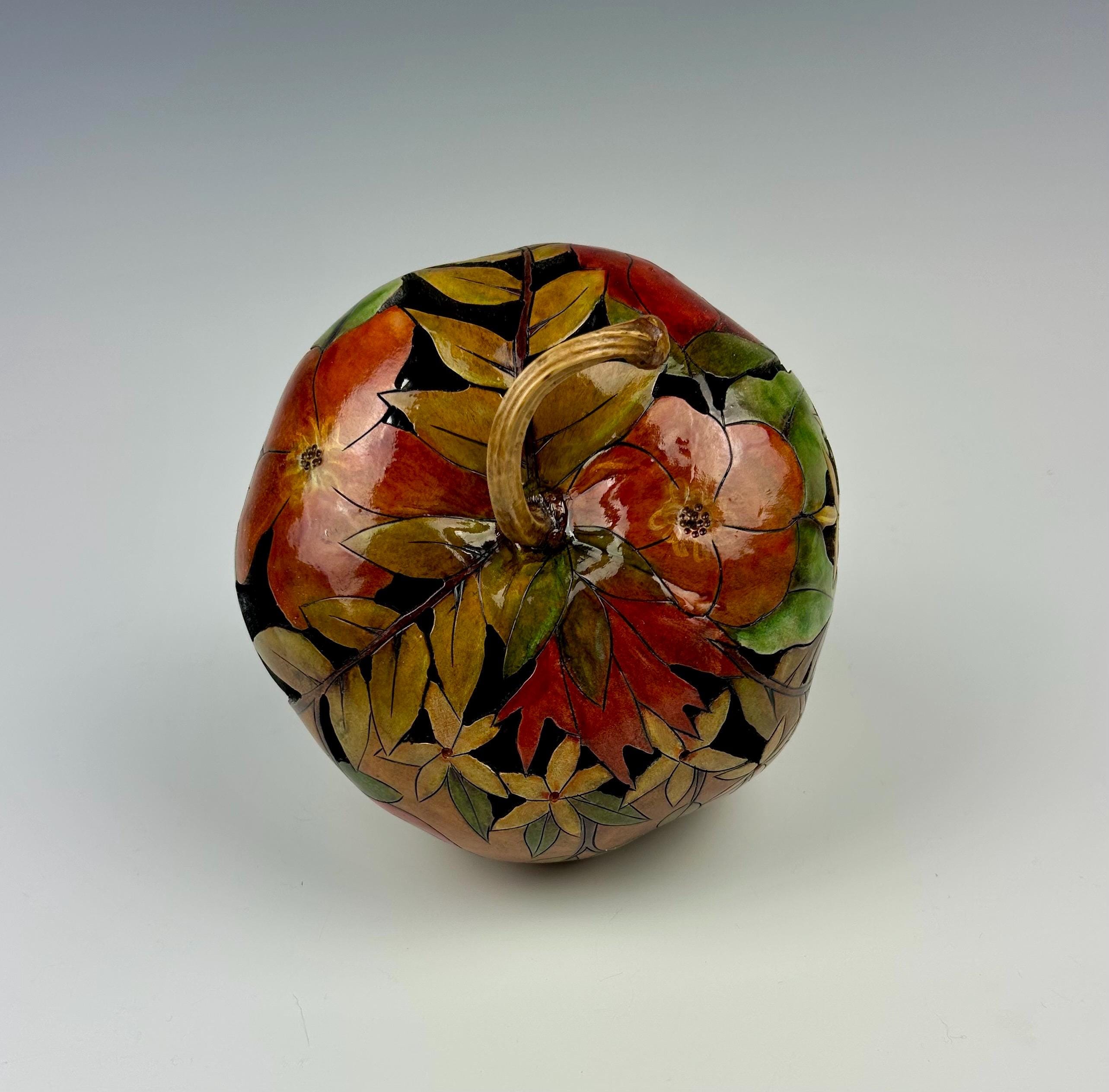 Deep Orange Flowers and Trailing Leaves Incase This Apple Gourd With ...