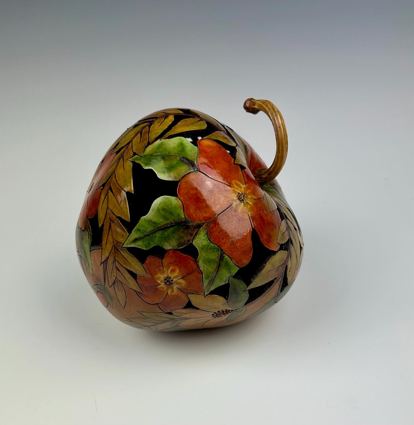 Deep Orange Flowers and Trailing Leaves Incase This Apple Gourd With ...