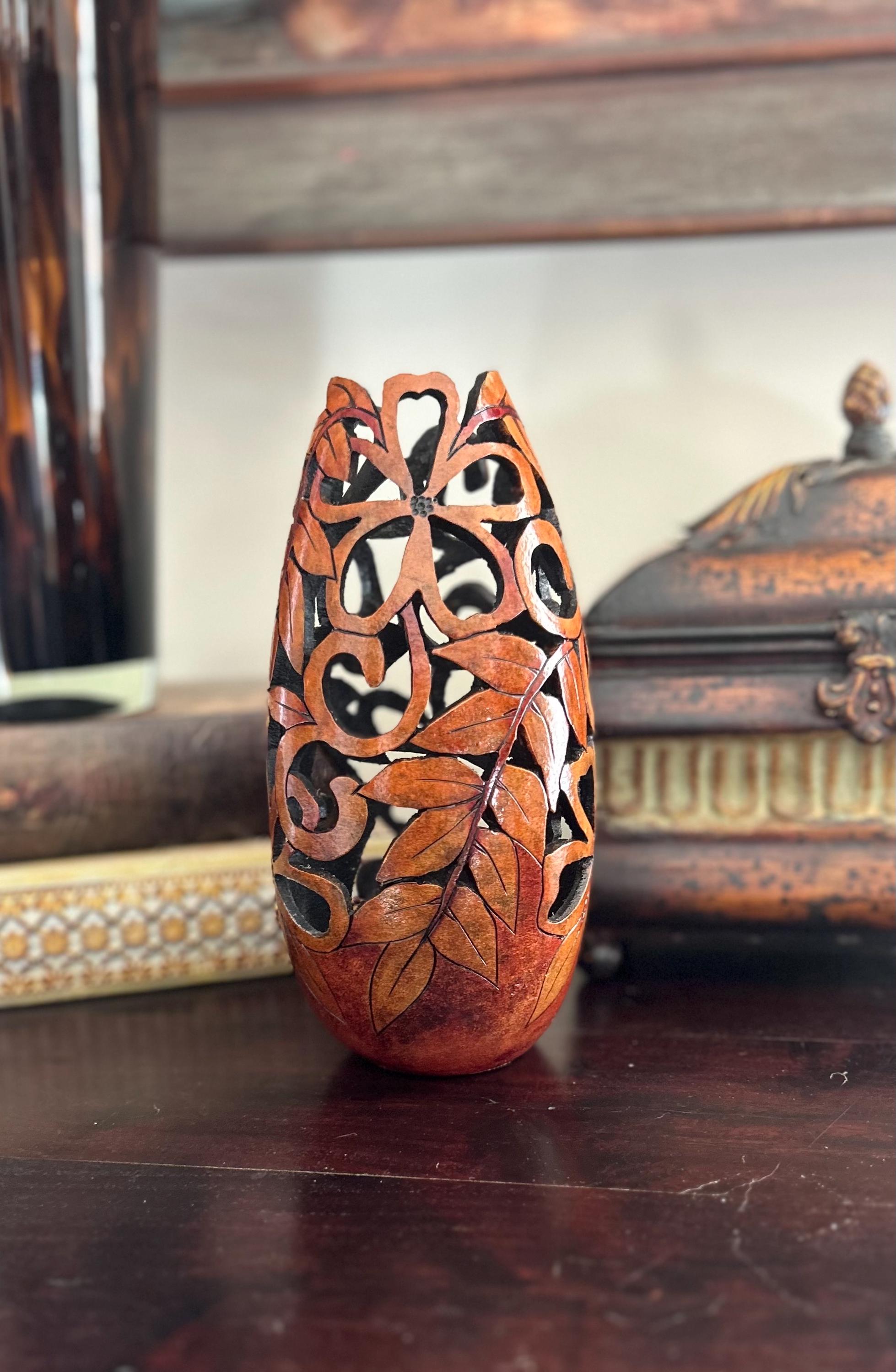 Delicate Flower Cut Outs Surround This Tall Body Gourd - Etsy