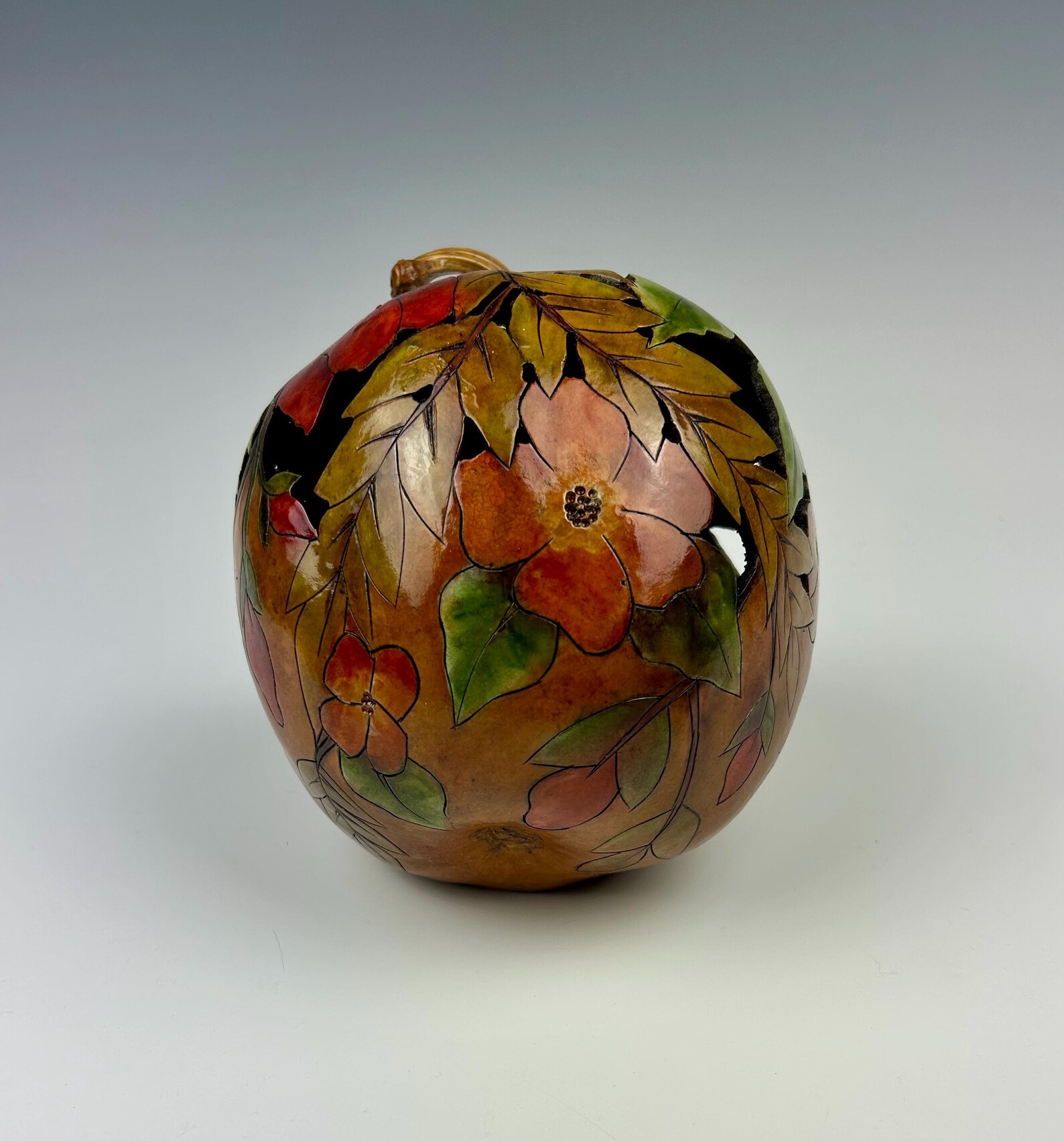 Deep Orange Flowers and Trailing Leaves Incase This Apple Gourd With ...