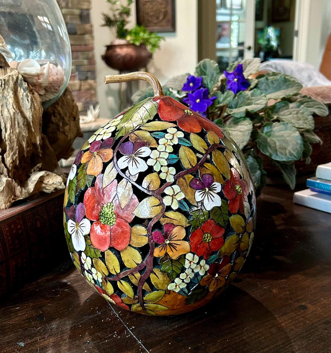 Flowers and Leaves Incase This Bussel Gourd With Stem - Etsy