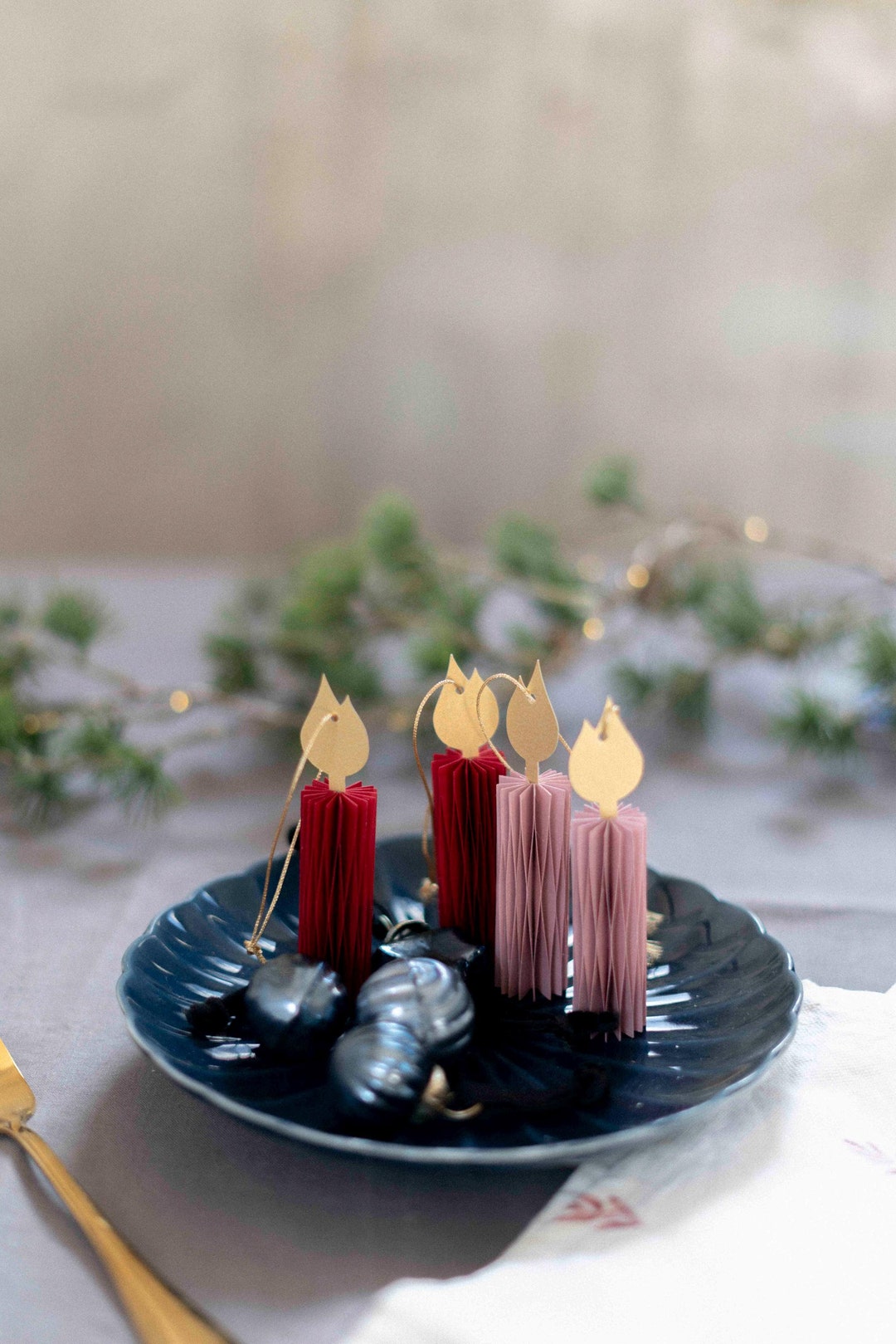 CANDLES Paper Decoration/set 3 Pcs/, Christmas Decoration, Paper Ball ...