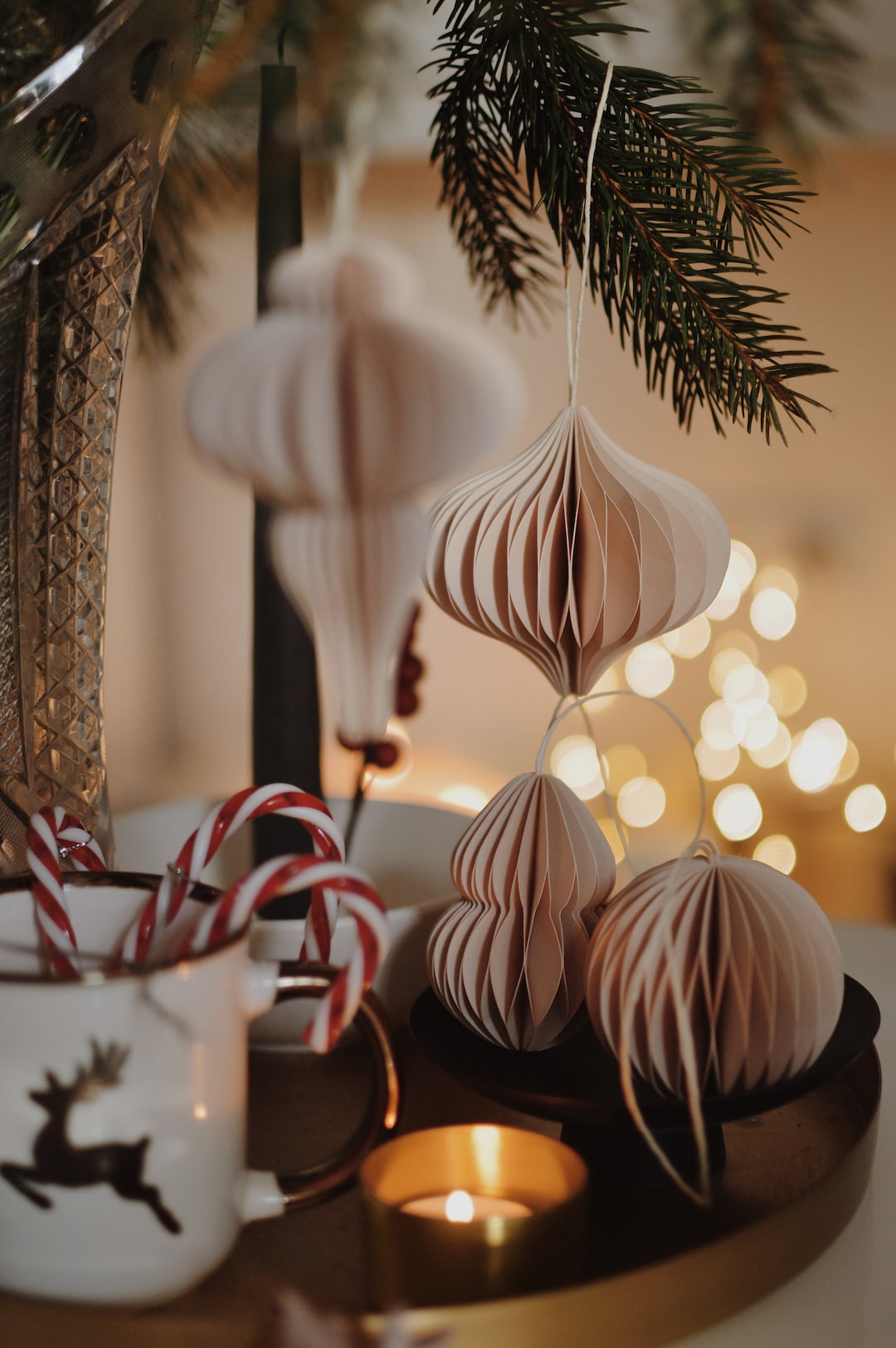 Paper Tree Ornaments Decoration / SET of 4 / Christmas Decoration ...