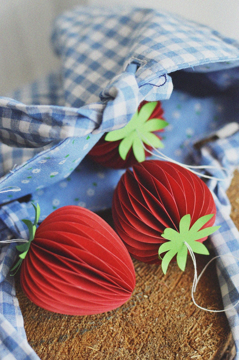 Paper Strawberry, Honeycomb Fruits, Paper Handmade Decoration, Scandi ...