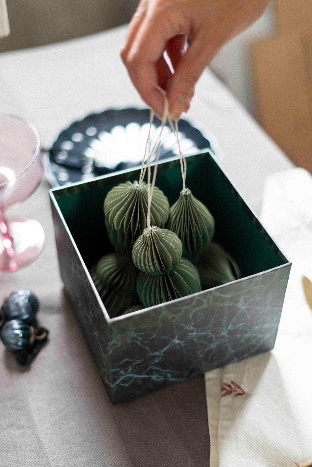 GREEN Paper Decoration/set 3 Pcs/, Christmas Decoration, Paper Ball ...