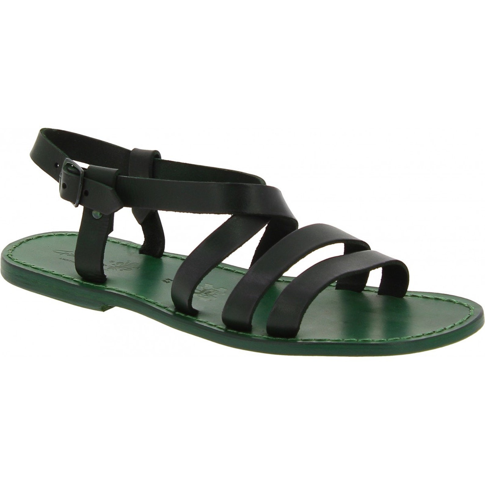 Men's Green Leather Sandals Handmade in Italy | Gianluca - L'artigiano ...