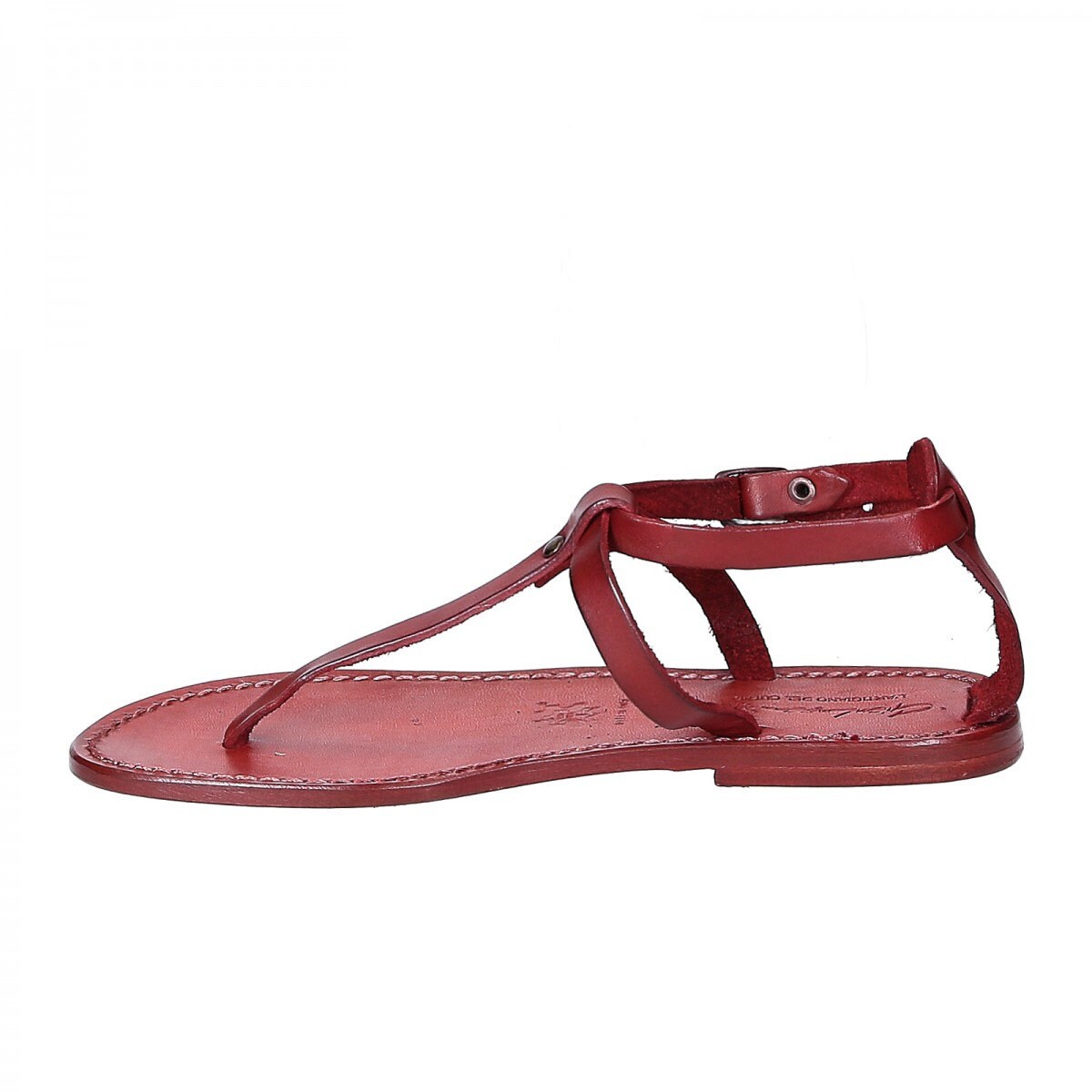 Women's T-strap Sandals in Red Leather Handmade in Italy - Etsy UK
