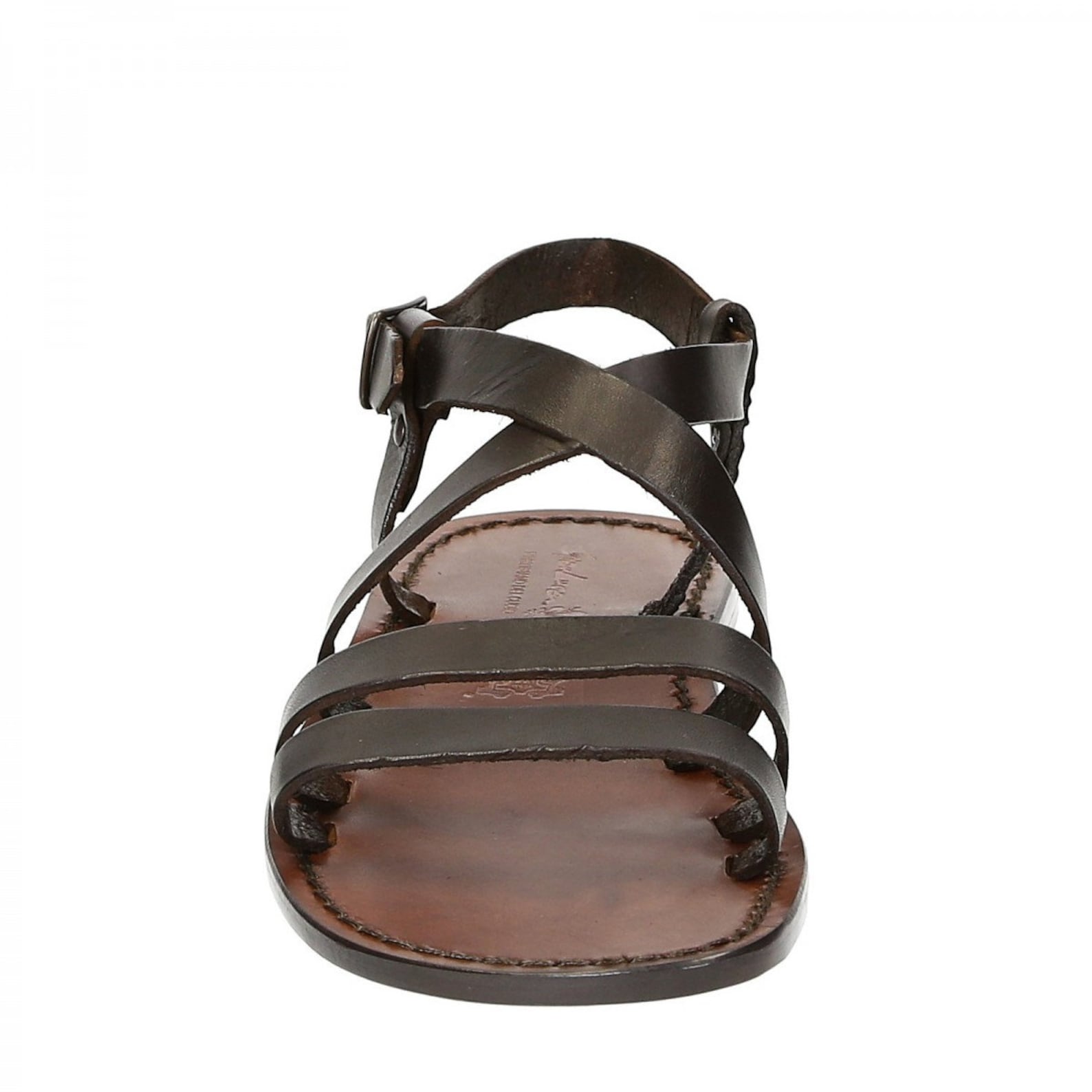 Handmade in Italy Mens Dark Brown Leather Franciscan Sandals | Gianluca ...