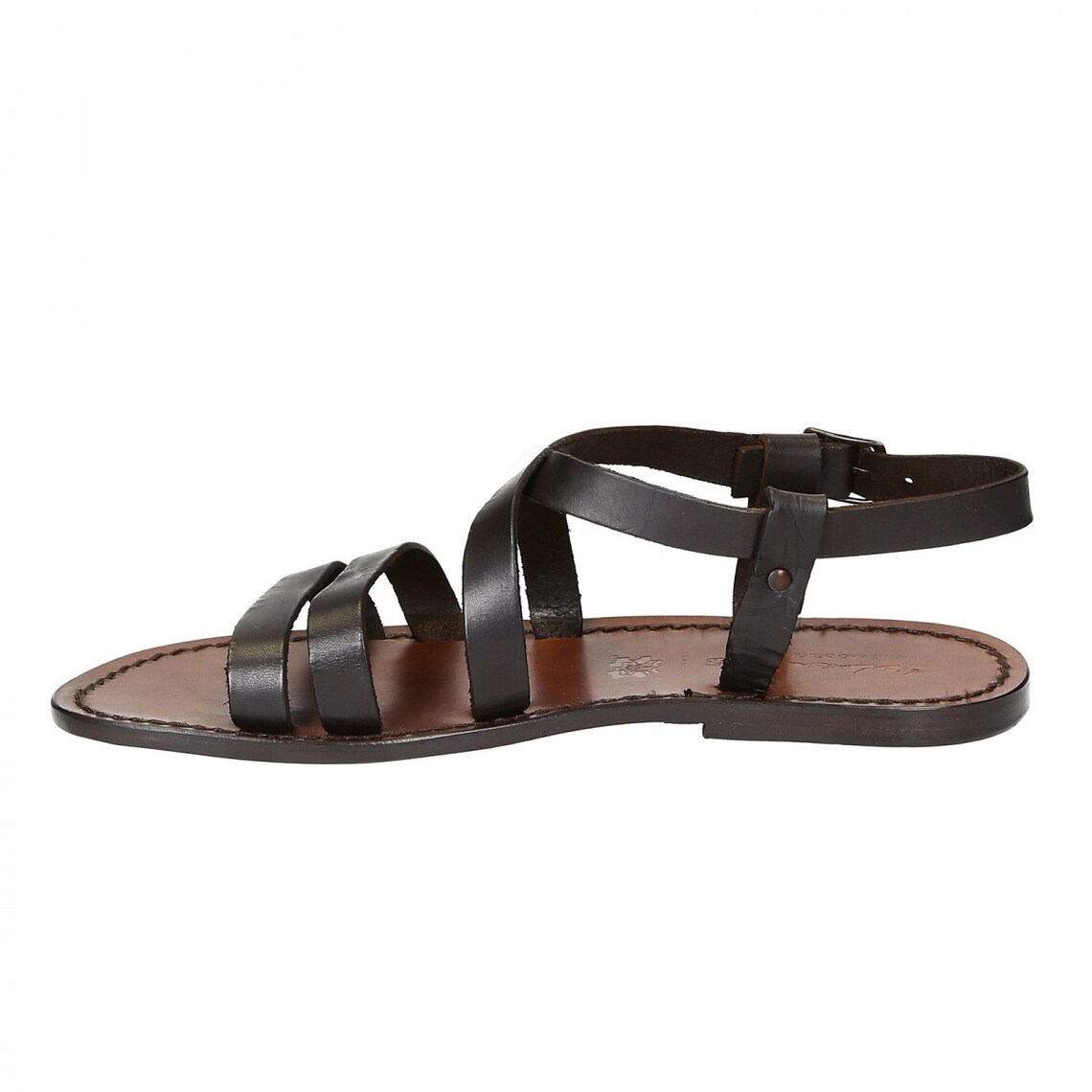Handmade in Italy Mens Dark Brown Leather Franciscan Sandals | Gianluca ...