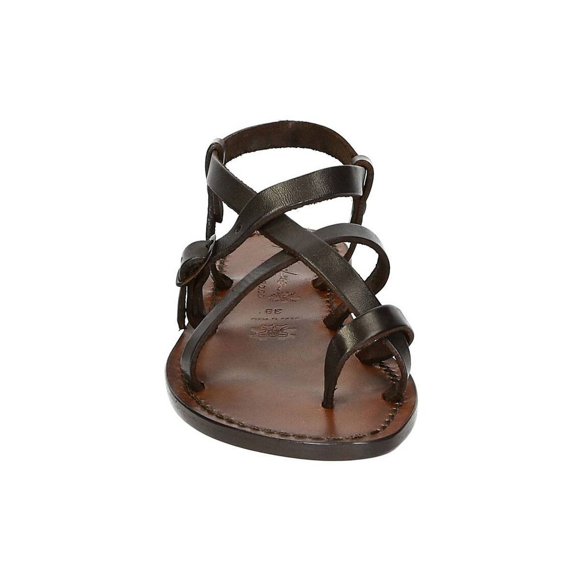 Womens italian leather sandals dark brown hand made leather | Etsy