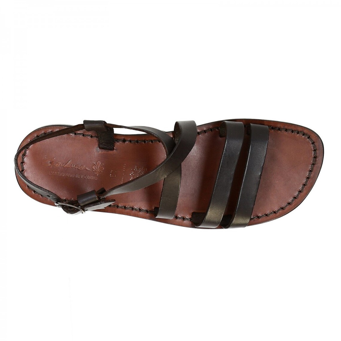 Handmade in Italy Mens Dark Brown Leather Franciscan Sandals | Gianluca ...