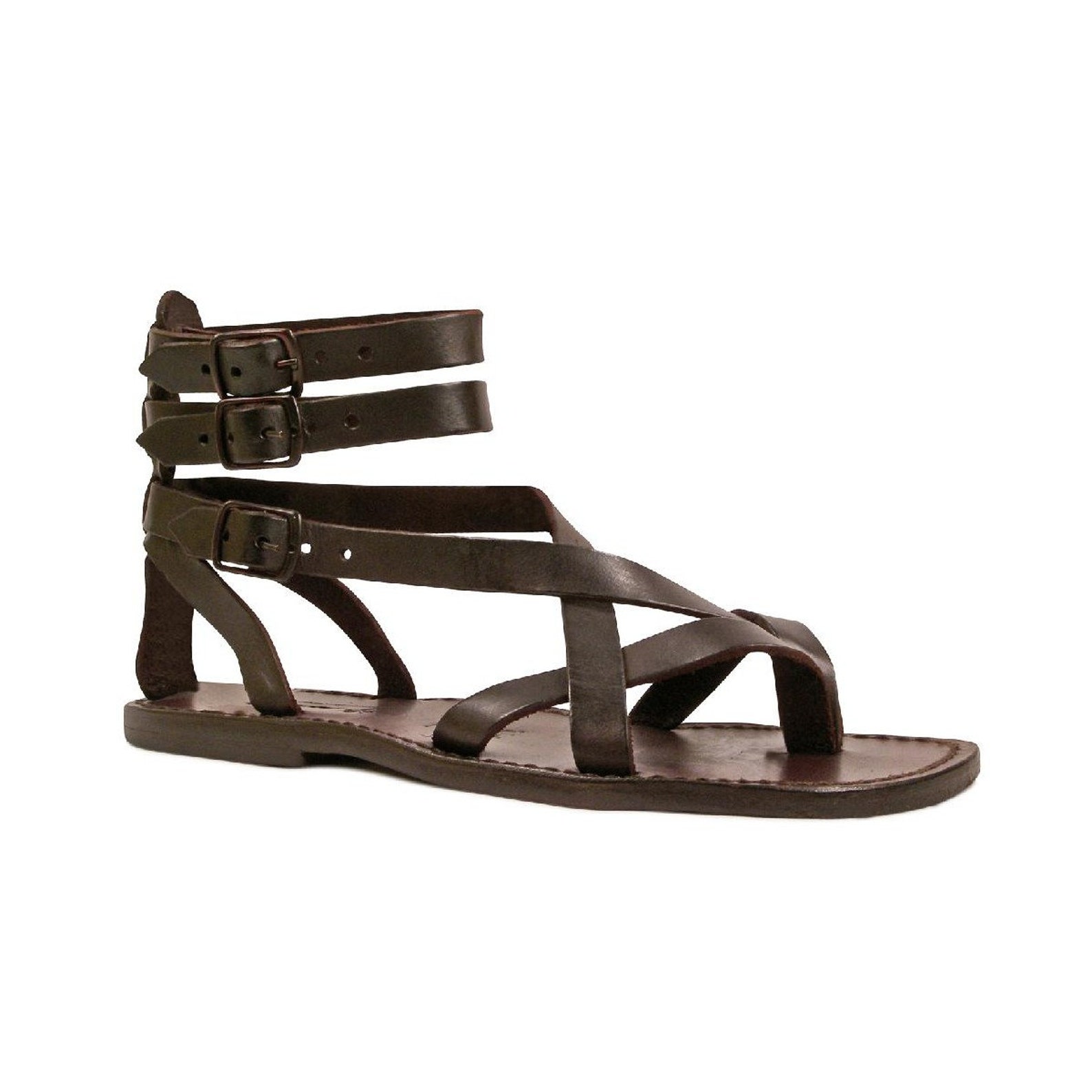 Brown Men's Gladiator Sandals Handmade in Italy | Gianluca - L ...