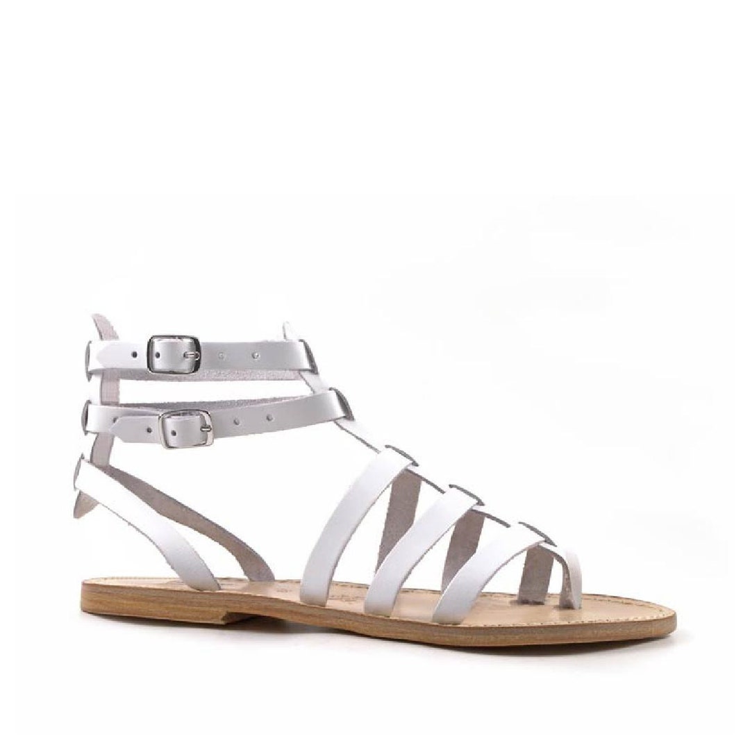 White Gladiator Sandals for Ladies Handmade in Italy in Genuine Leather ...