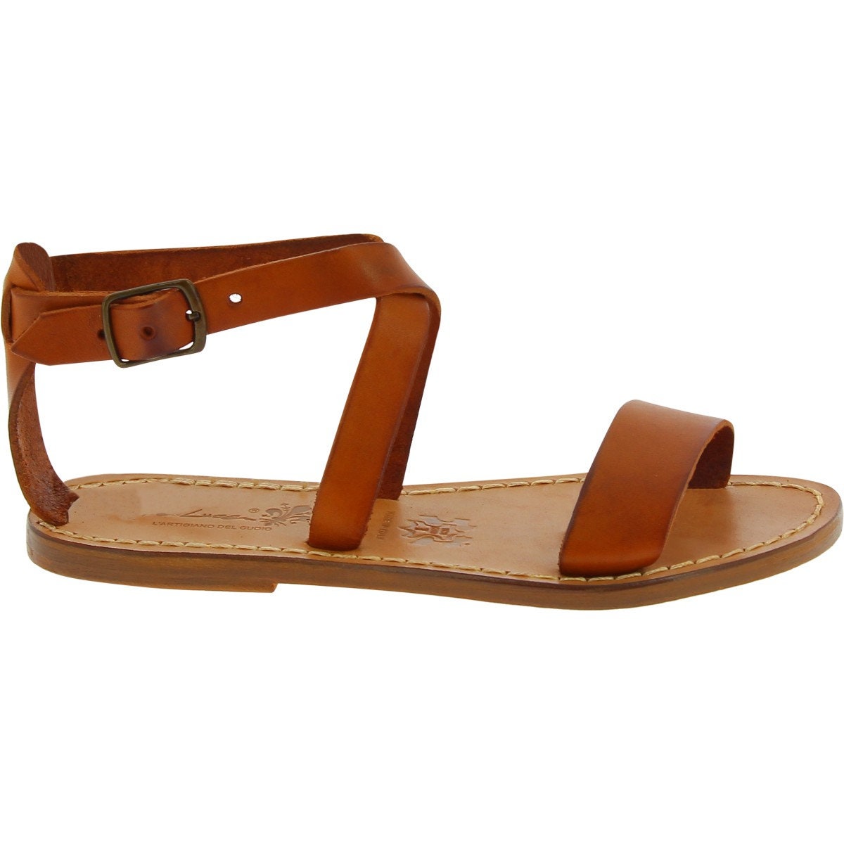Women's Sandals in Tan Leather Handmade in Italy | Gianluca - L ...