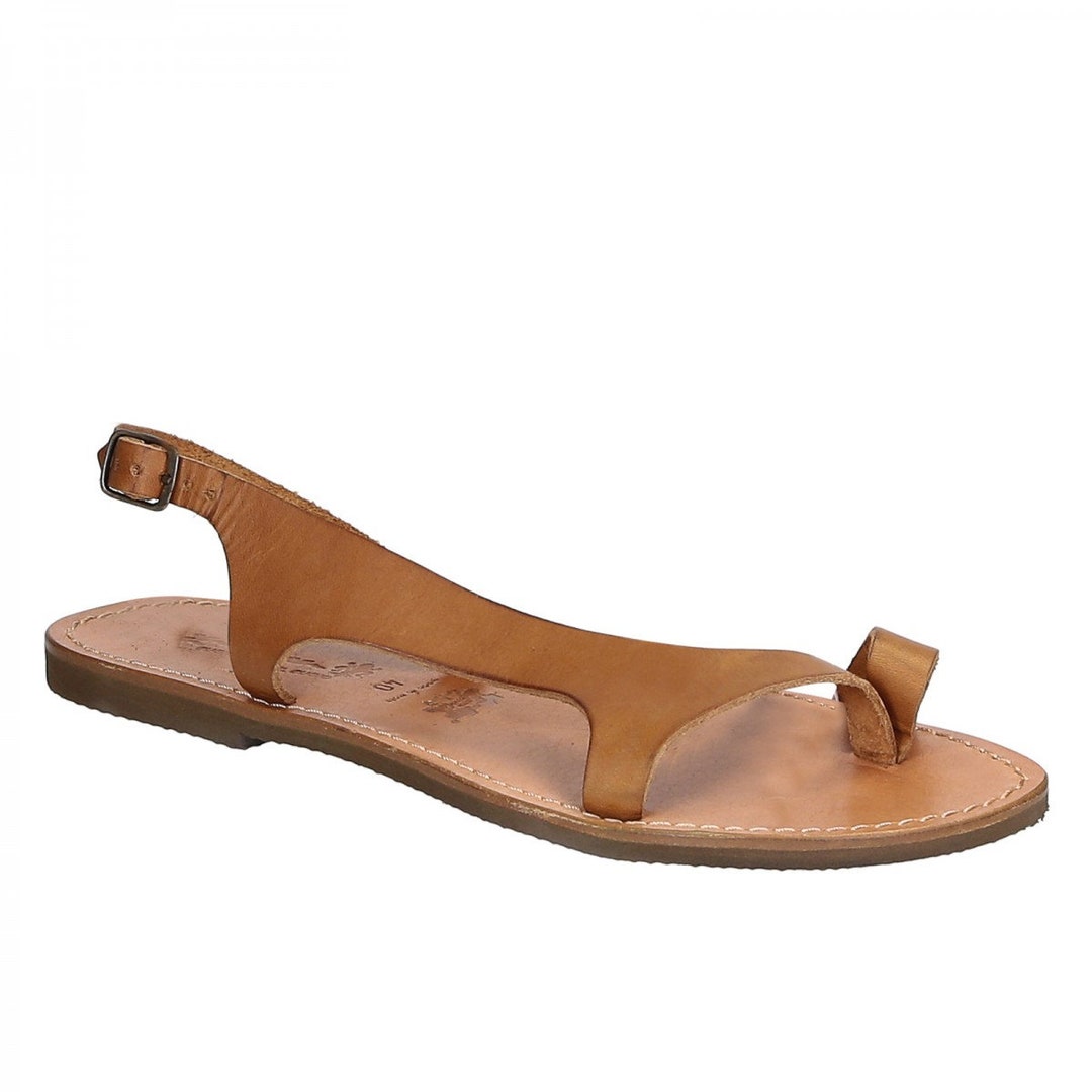 Tan Leather Thong Sandals for Women Handmade in Italy | Gianluca - L ...