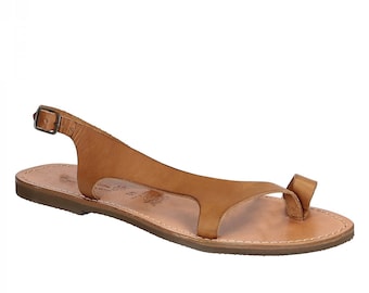 Women's Tan Strappy Leather Sandals Handmade in Italy - Etsy