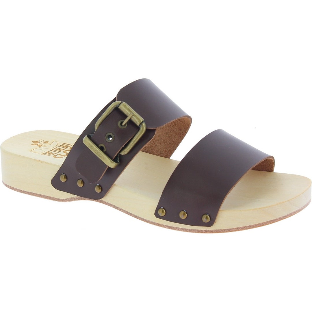 Handmade Men's Clogs With Double Adjustable Dark Brown Leather Bands ...