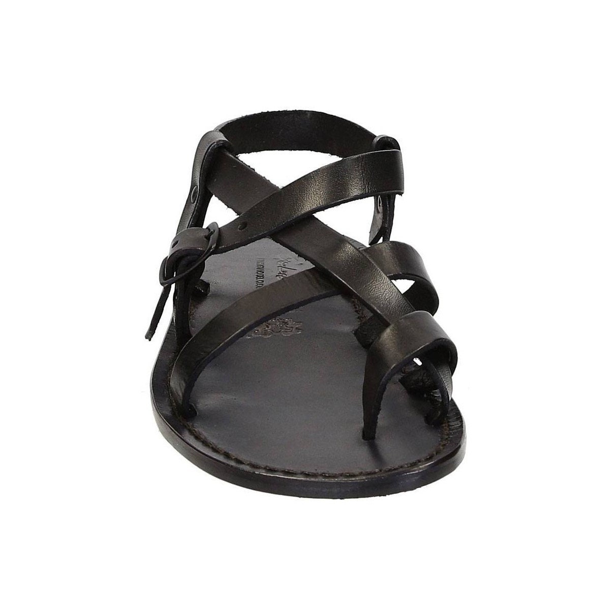 Gladiator Sandals for Men in Black Real Calf Leather | Gianluca - L ...