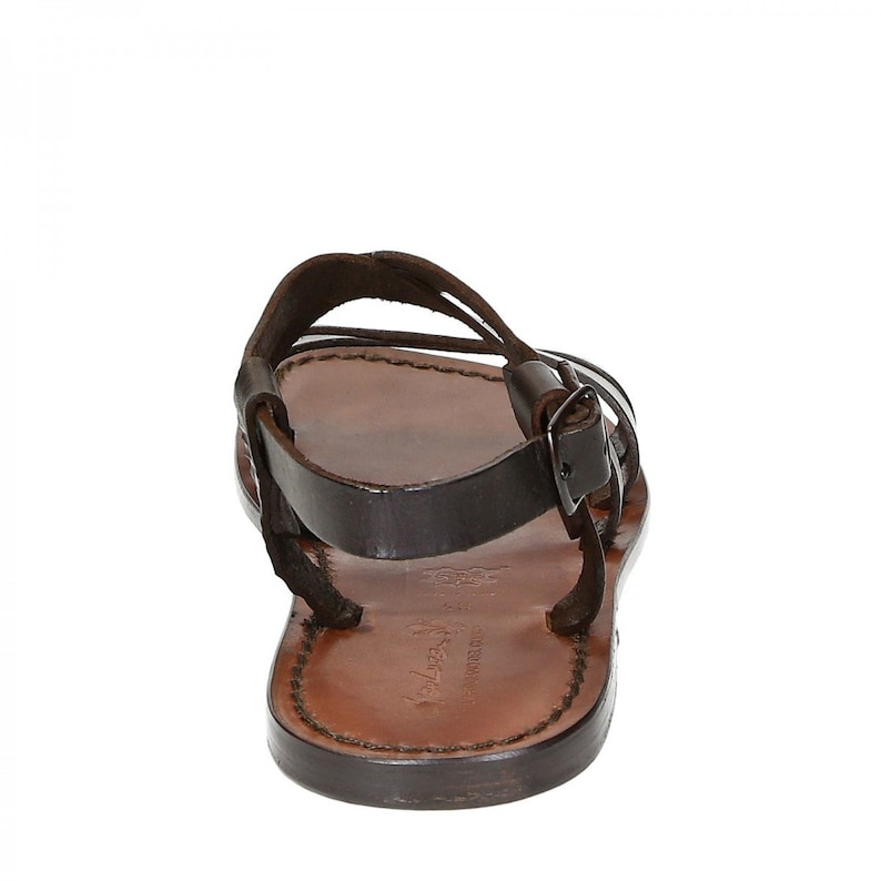 Handmade in Italy Mens Dark Brown Leather Franciscan Sandals | Gianluca ...