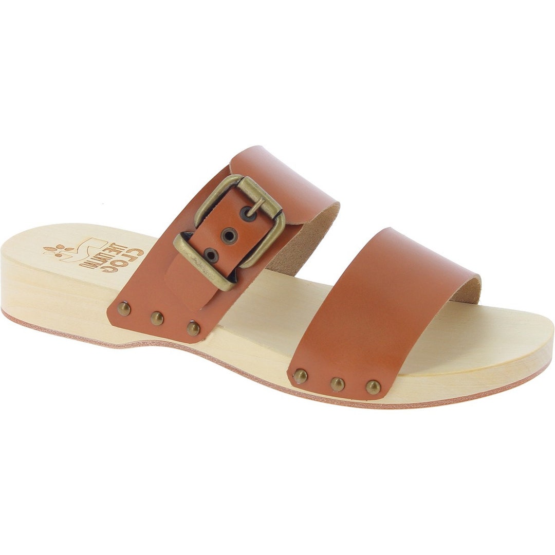 Handmade Men's Clogs With Double Adjustable Brown Leather Bands | the ...