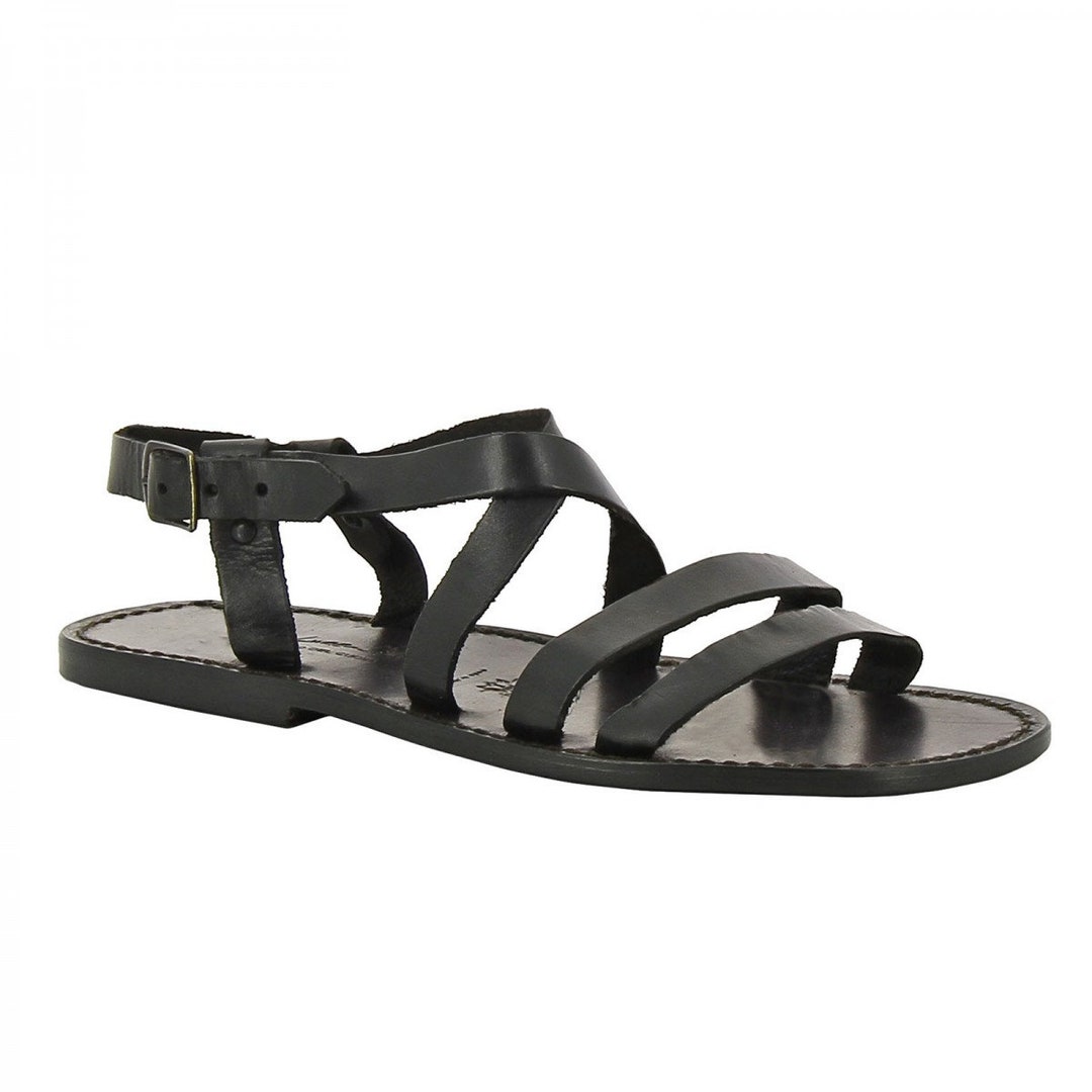 Handmade in Italy Men's Black Leather Franciscan Sandals | Gianluca - L ...