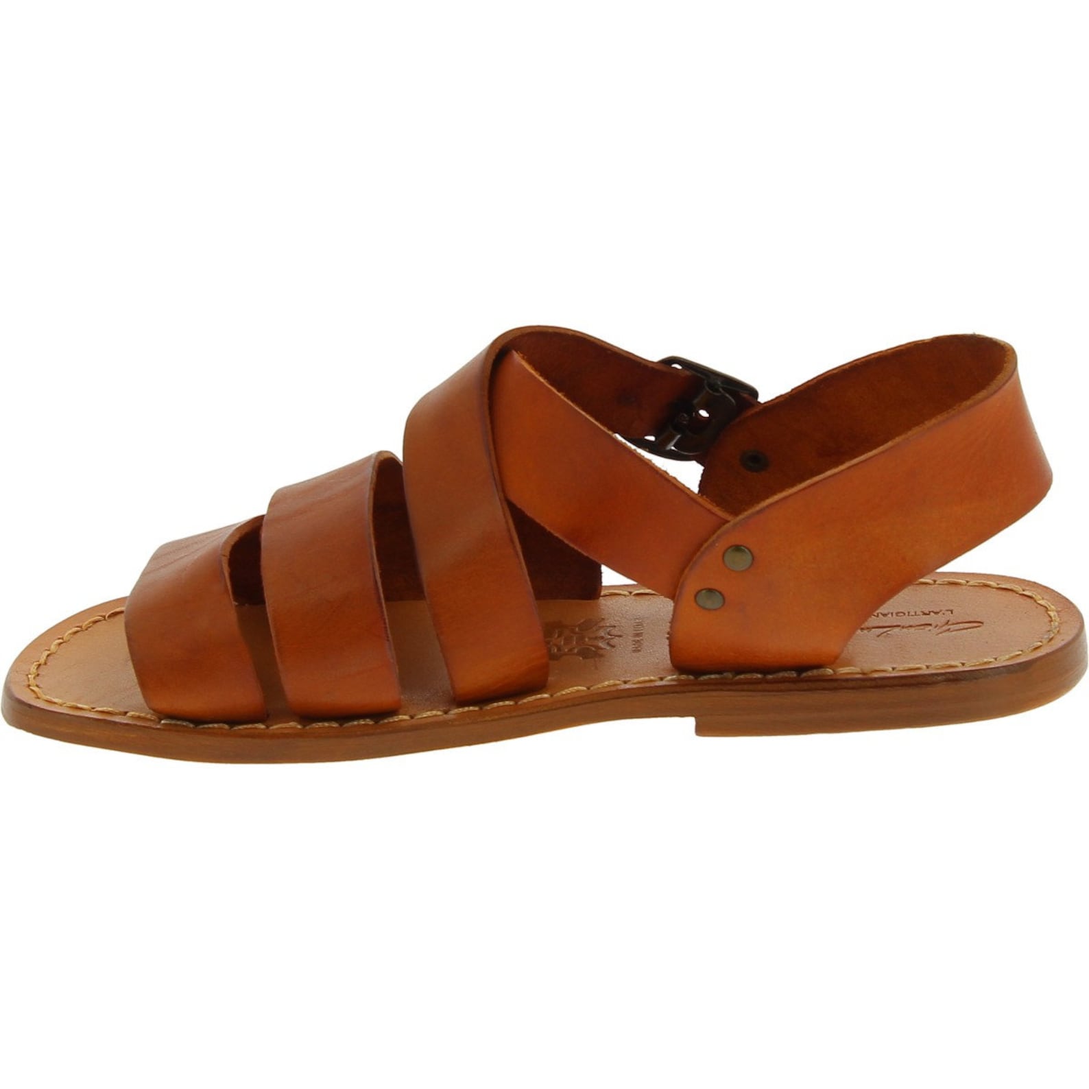 Handmade Men's Sandals in Tan Leather Made in Italy | Gianluca - L ...