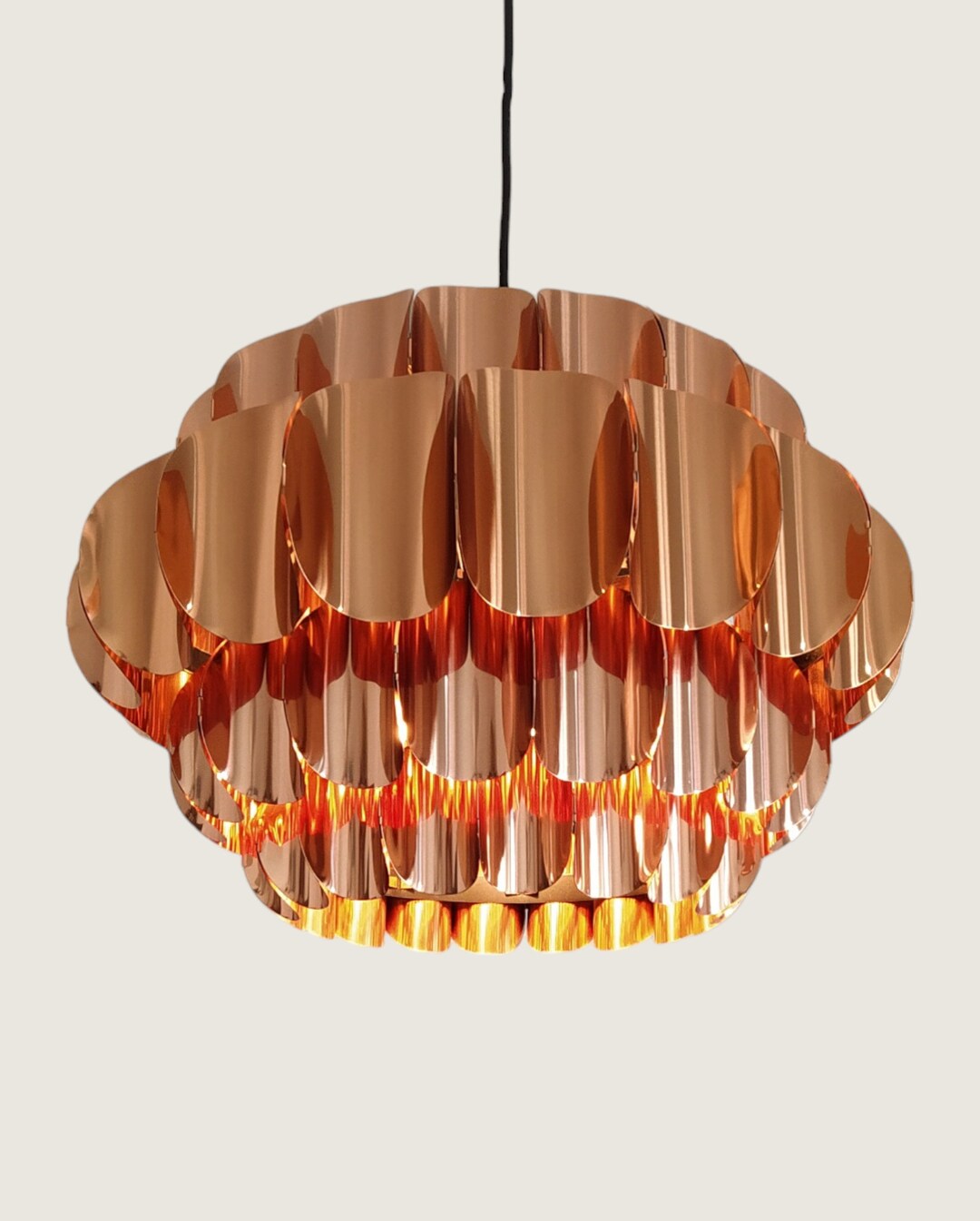 Mid-century Modern Copper Pendant Light by H. Zender, Prod. by Temde ...