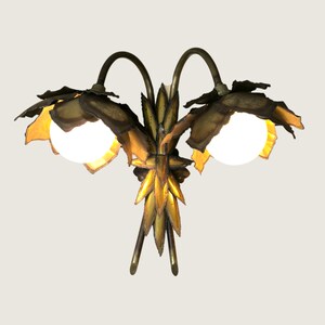 ON HOLD Brutalist Brass and Bubble Glass Flower Sconce, France 1960s - Etsy