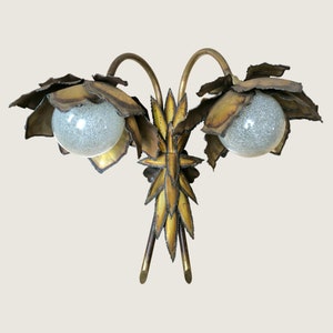 ON HOLD Brutalist Brass and Bubble Glass Flower Sconce, France 1960s - Etsy