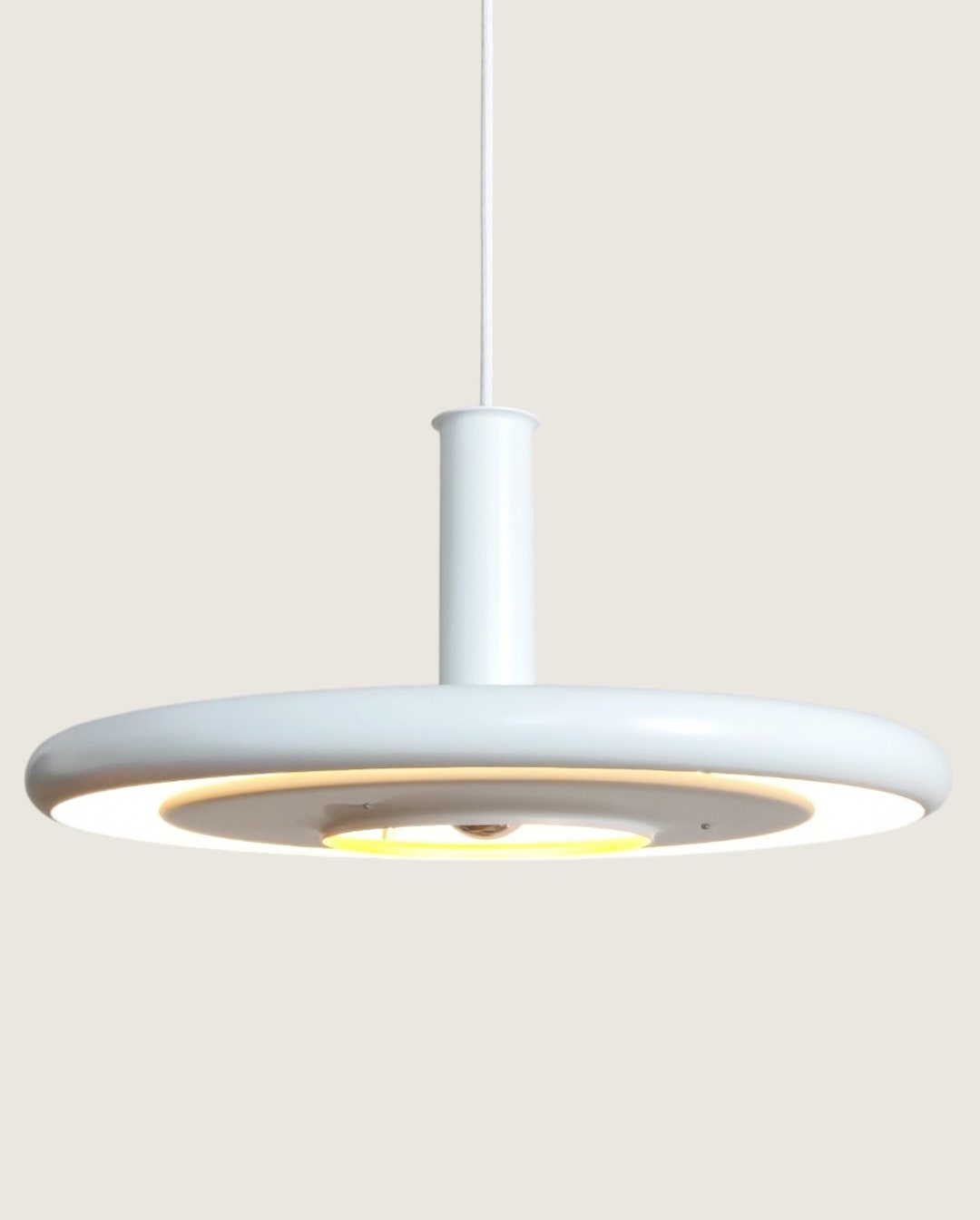 White Ø50cm 'optima' Pendant Light by Hans Due, Prod. by Fog & Mørup ...