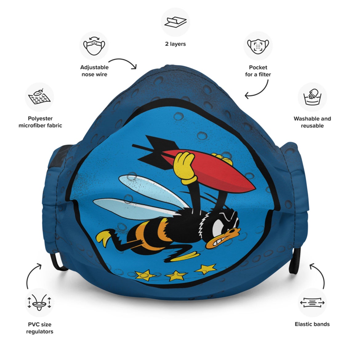 WW2 Wasp Bomber Squadron Patch Premium Face Mask | Etsy