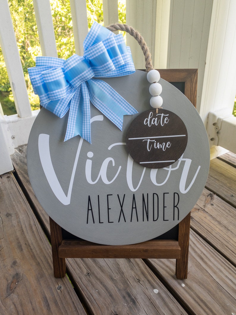 Baby Boy Name Sign Baby Door Hanger Hospital Door Hanger Etsy