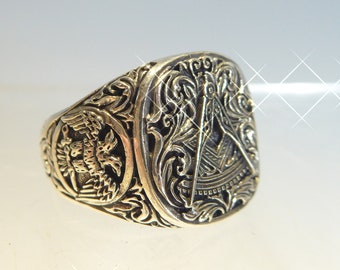 Masonic Ring 925 Sterling Silver MASTER MASON Symbols G Letter Sacred ...