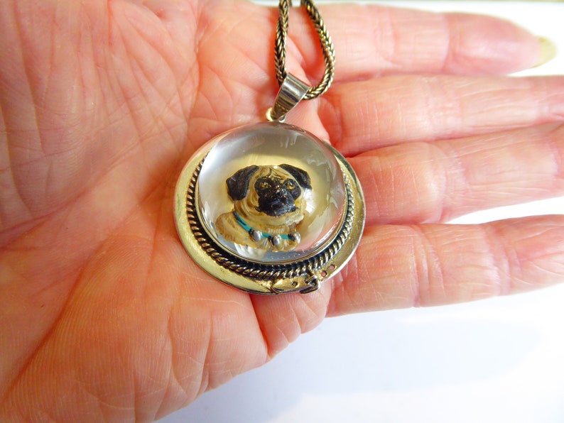 Fine Solid Silver Pug Dog Essex Intaglio Crystal in Collar Style Mount ...