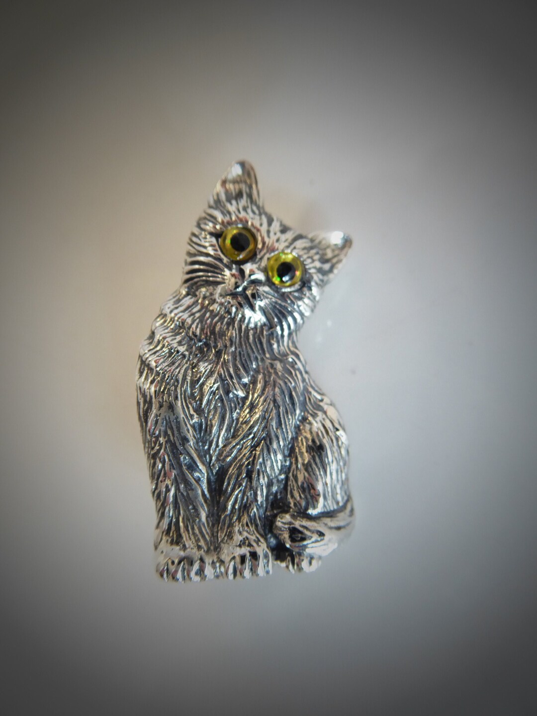 A Cute Solid Silver Cat Brooch - Etsy