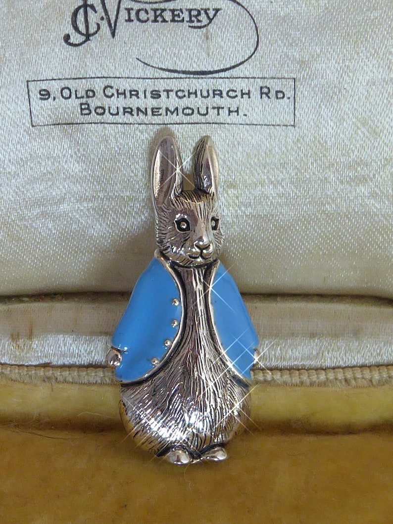 Fine Solid Silver & Enamelled Peter Rabbit Beatrix Potter Brooch ...