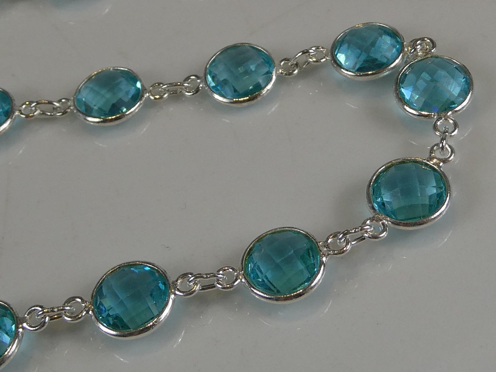 Beautiful Silver Art Deco Style Real Blue Topaz Bezel Set Longuard ...