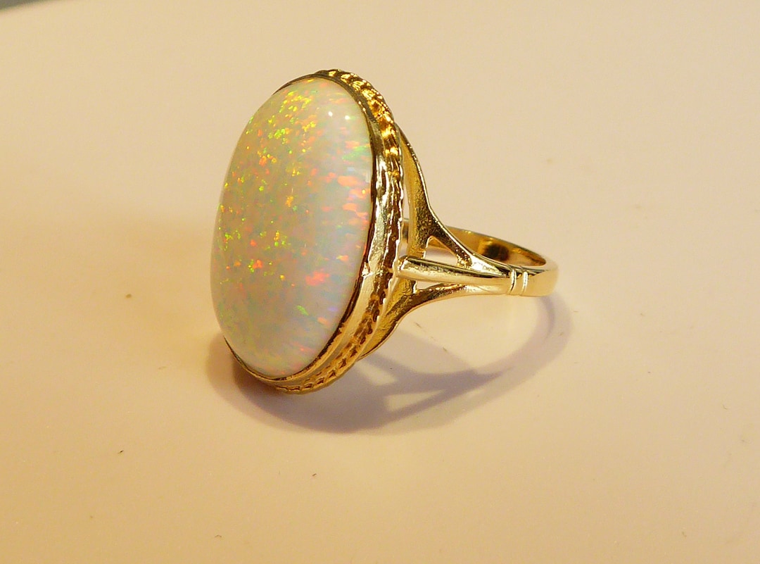 Fine 9ct Solid Gold Gilson Opal Set Ring - Etsy
