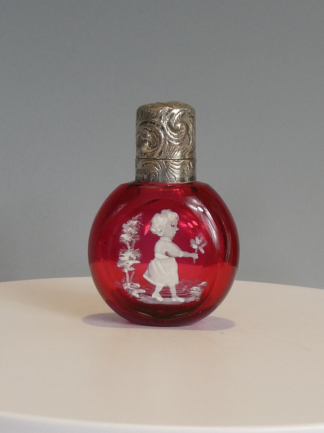 Antique Silver Mary Gregory Cranberry Perfume Bottle - Etsy