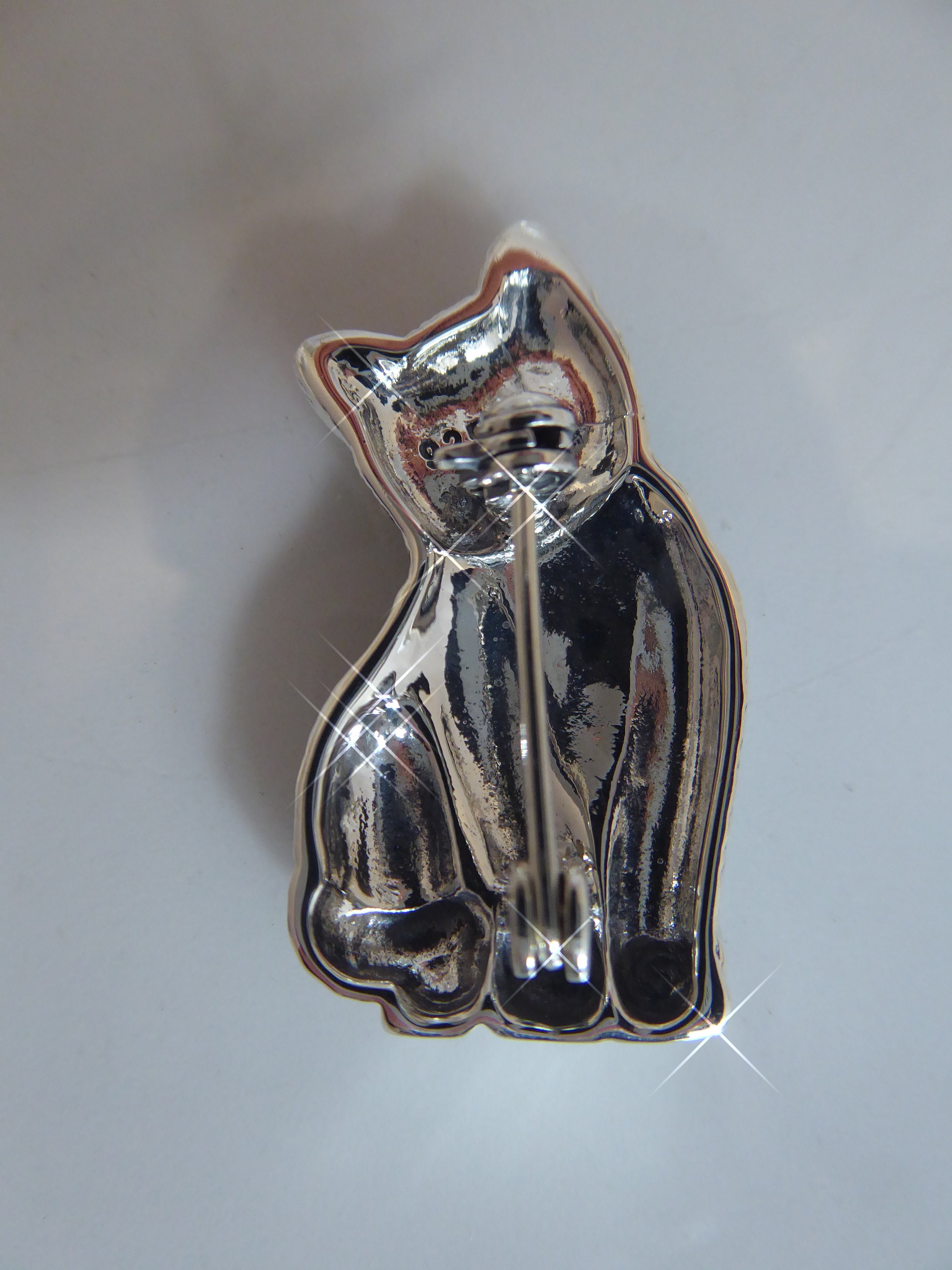 A Cute Solid Silver Cat Brooch - Etsy UK
