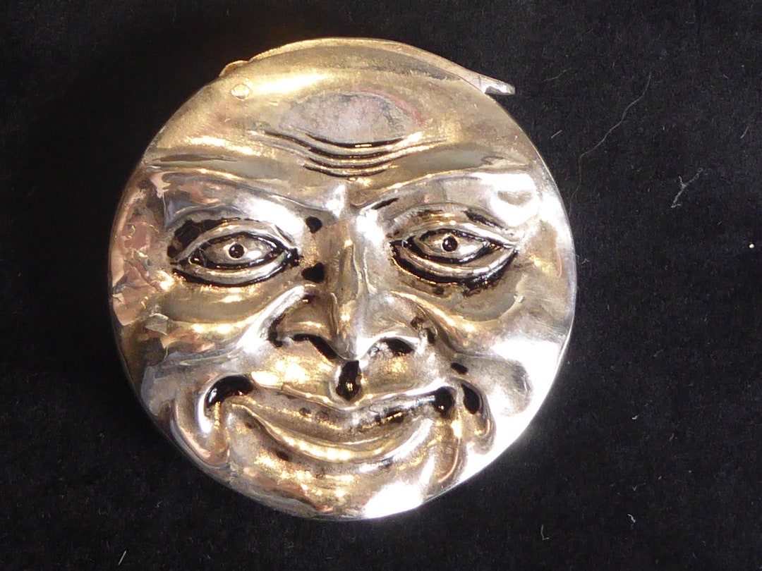Silver Plated Happy Sad Moon Face Vesta Match Strike Case - Etsy
