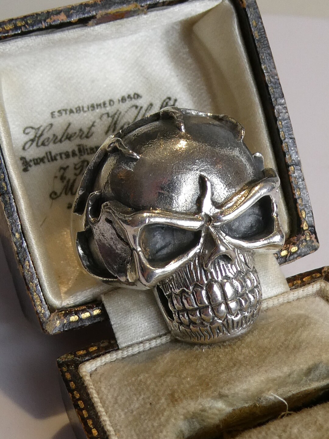 Heavy Solid Silver Skull Ring - Etsy