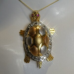 Superb Heavy Solid 18ct Gold Diamond & Ruby Set Opening Tortoise Locket ...
